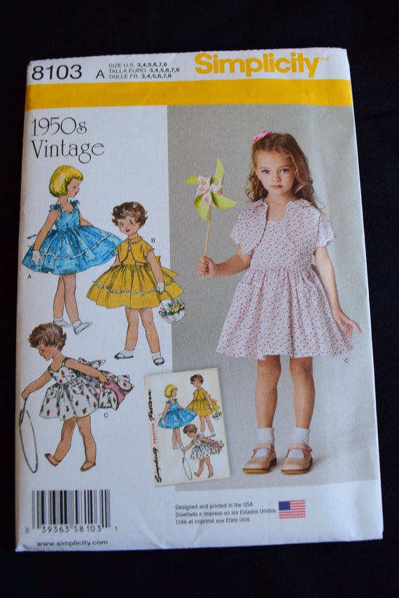 Simplicity 8103 A Dresses and Lined Jacket in Sizes 3-8 - Etsy