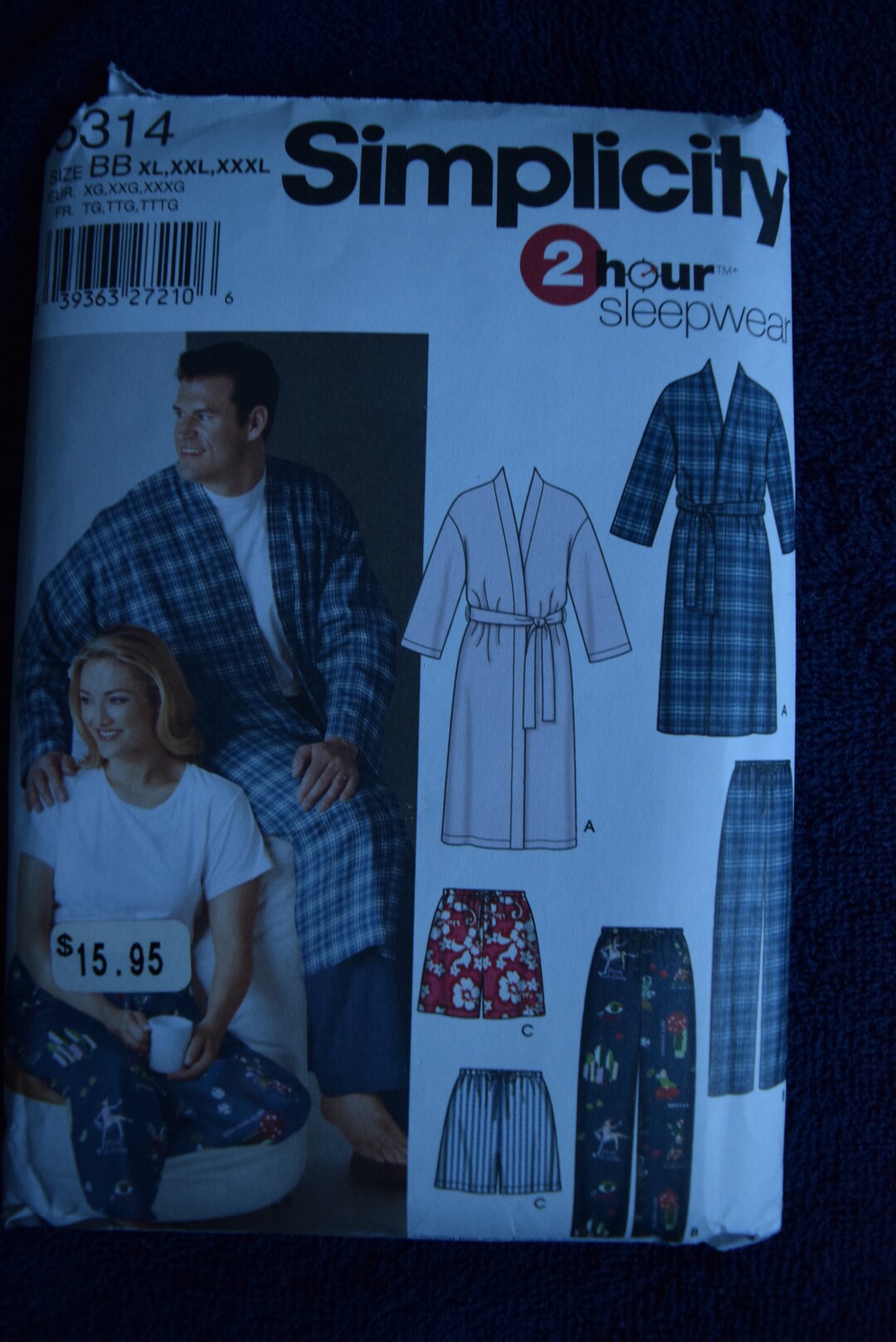 Simplicity 5314 Women's and Men's Shorts or Pants and Robe in Sizes XL ...