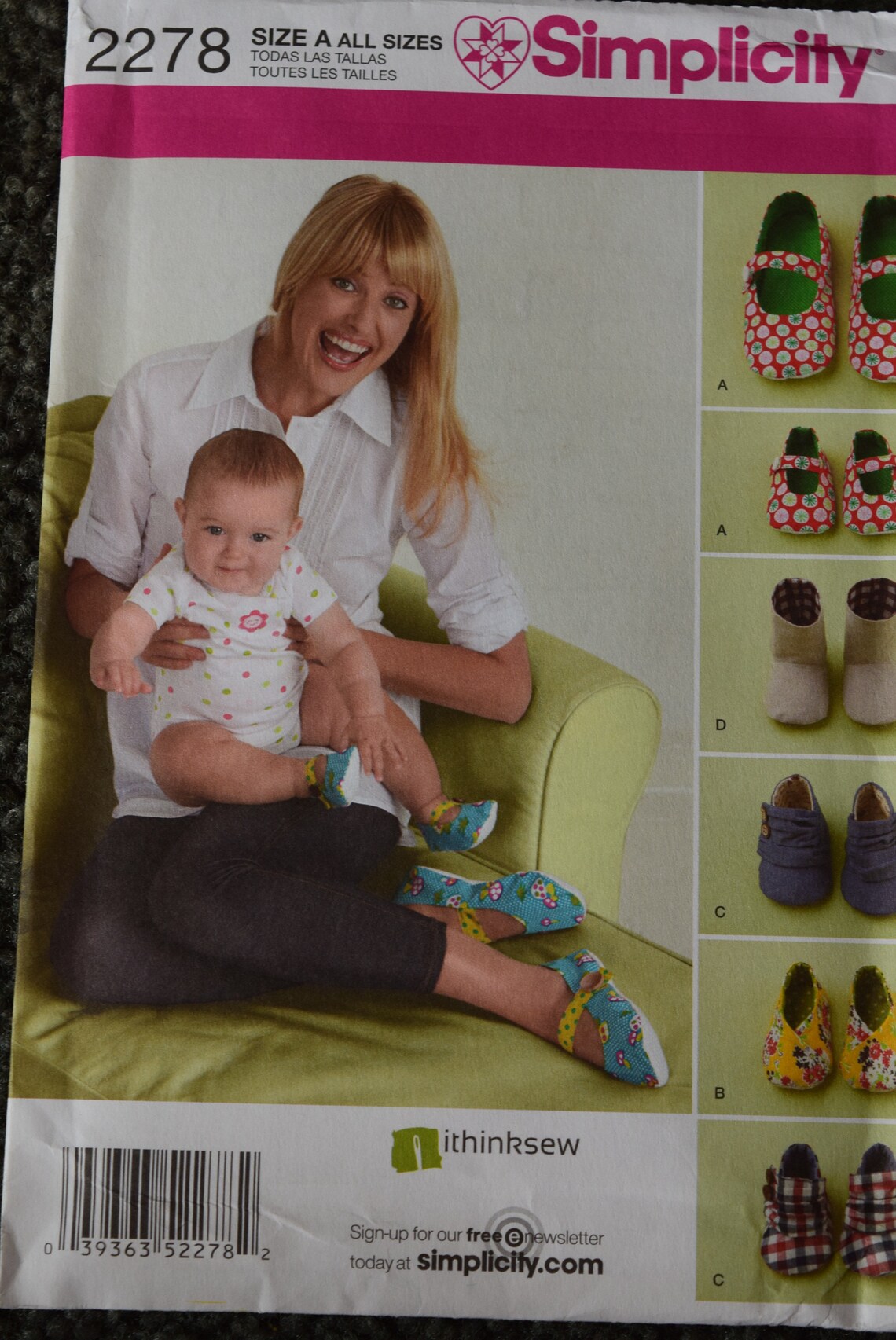Simplicity 2278 Misses Shoes and Baby Shoes in Three Sizes S-M-L uncut ...