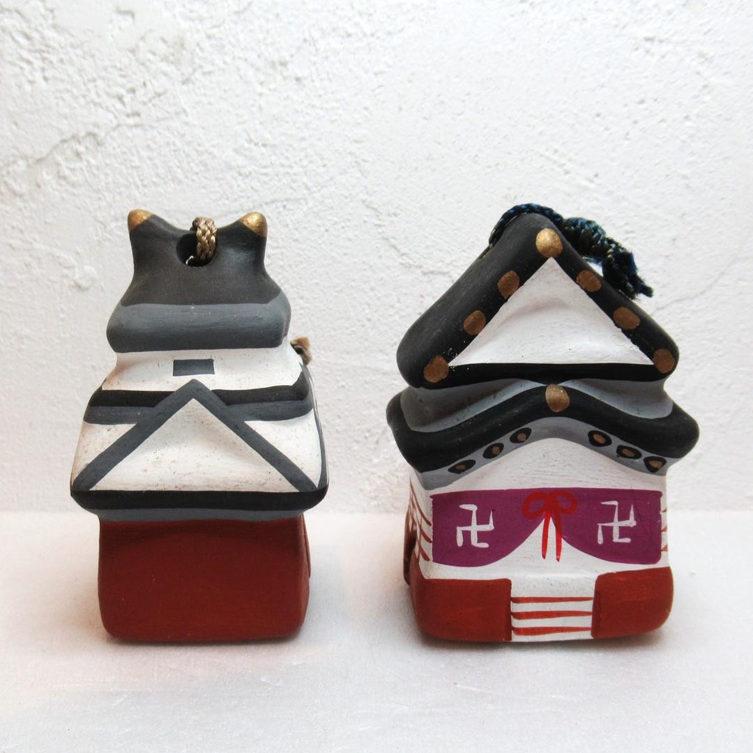 Japanese Clay Bell, Kochi Castle and Zenkoji Temple Object Set. Vintage ...