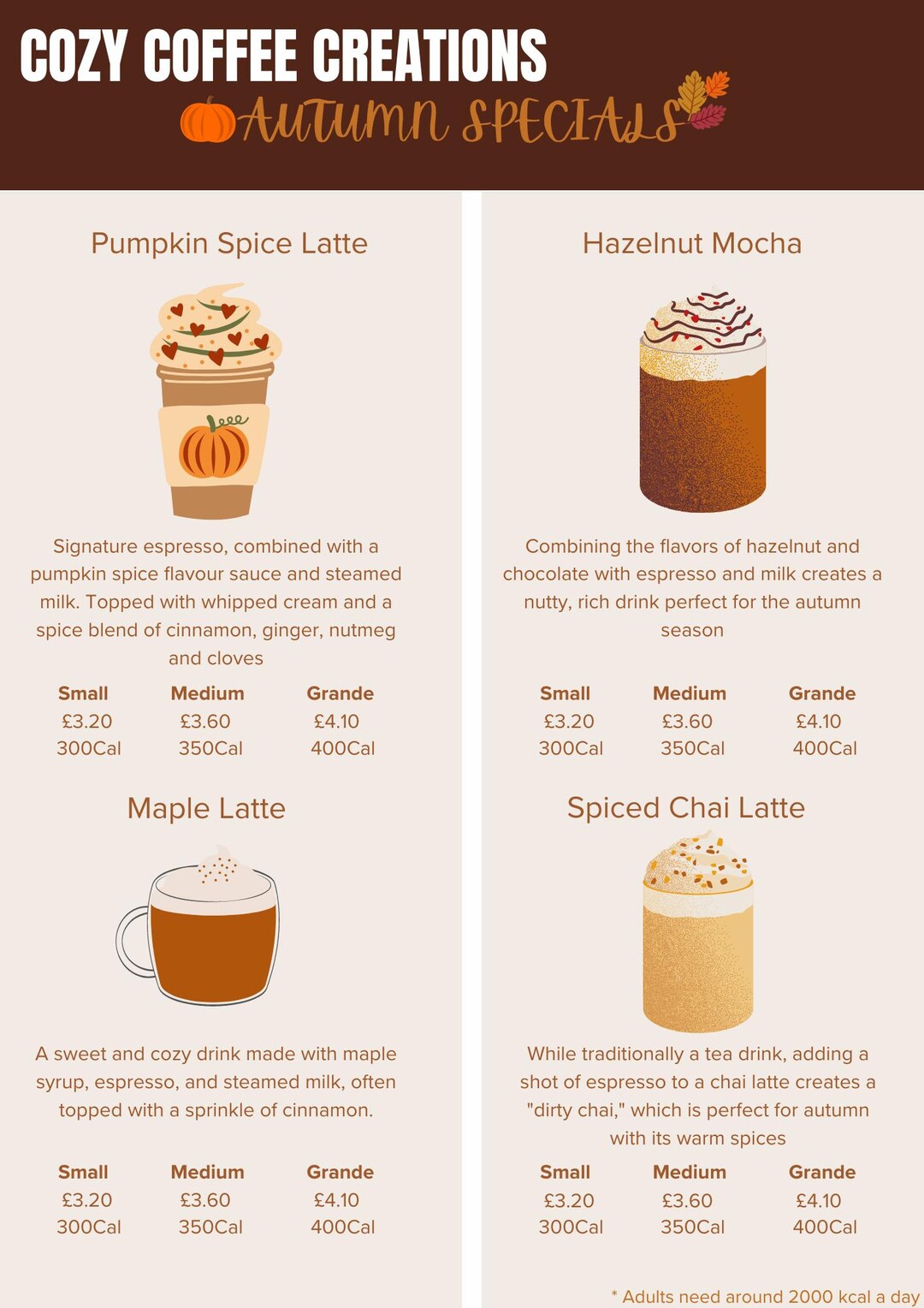 Autumn Edition Coffee Specials Template - Etsy