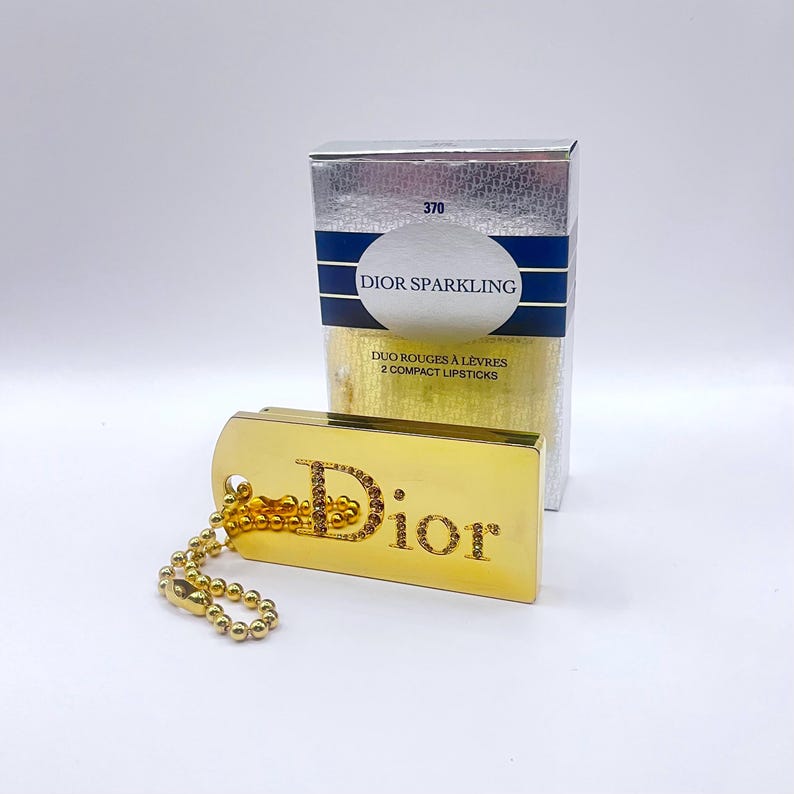 Vintage Dior Sparkling Lipstick Duo Palette, Gold Keychain Makeup ...