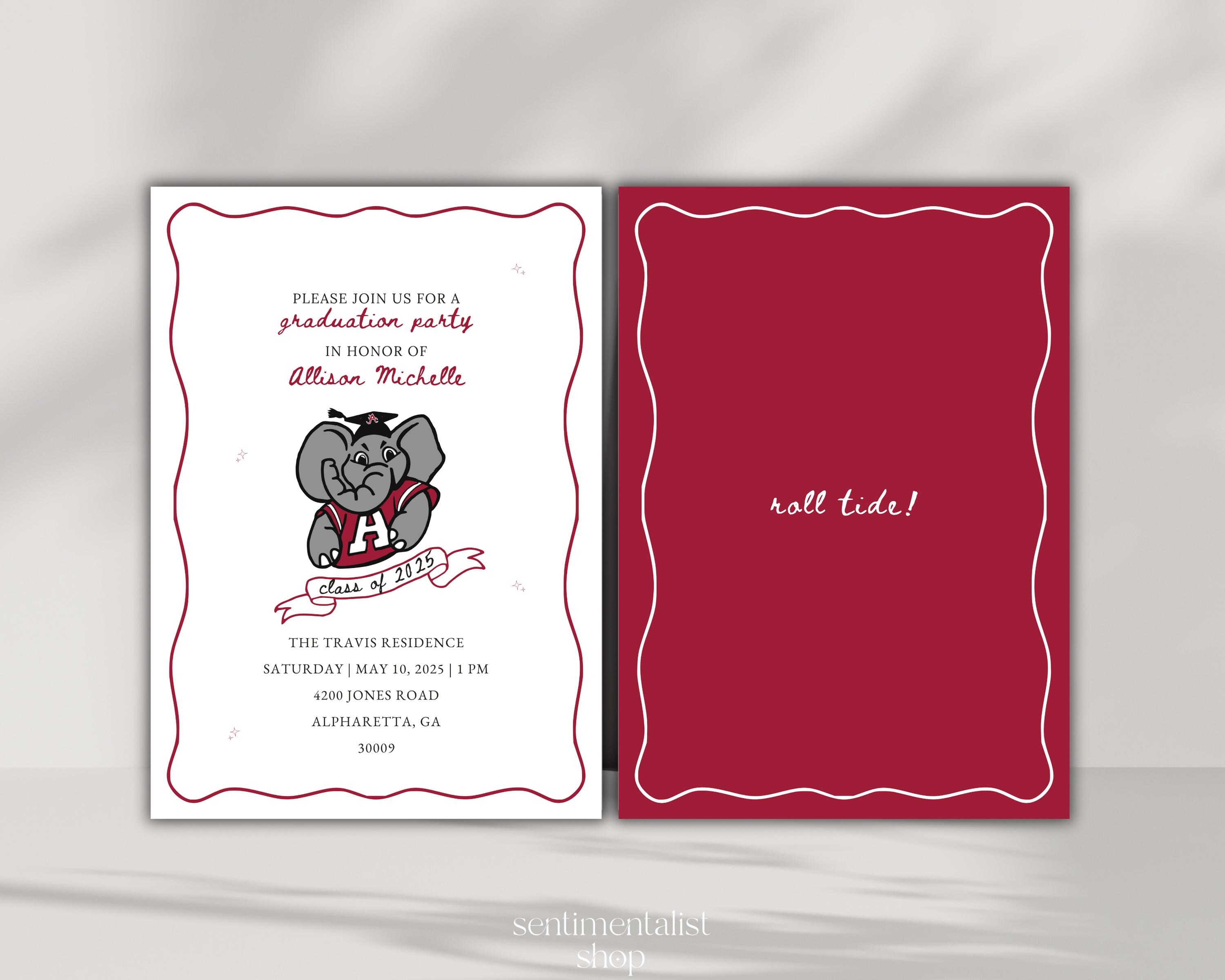 Hand-drawn University of Alabama Graduation/party Invitation Template ...