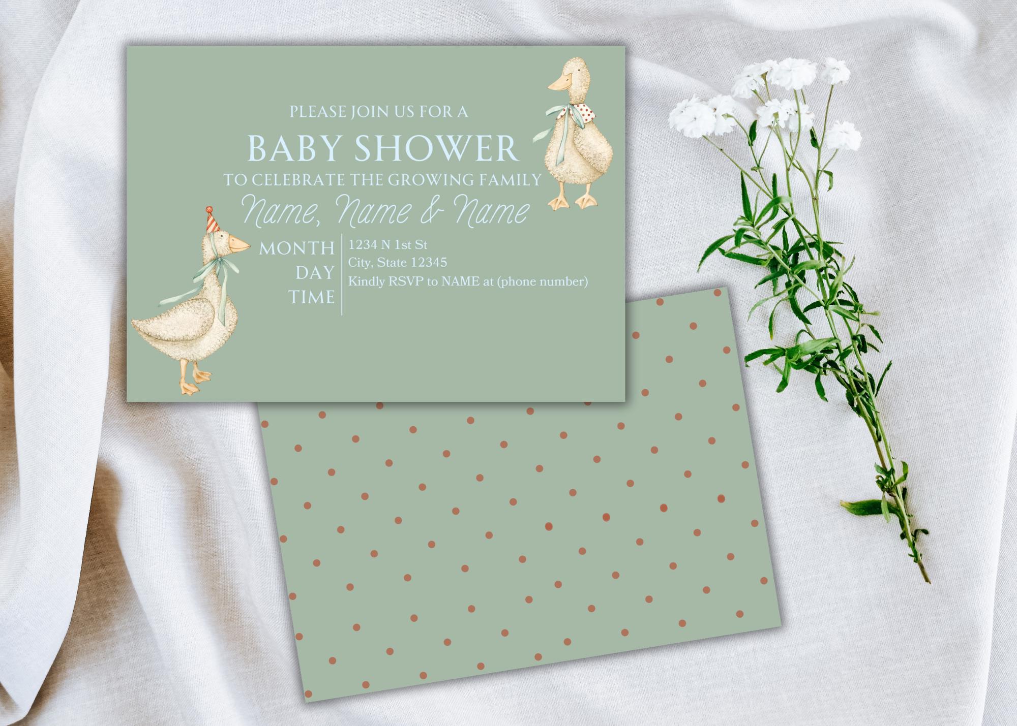 Duck Print Baby Shower Invitation - Etsy