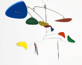 Modern Hanging Mobile Art Yellow Gingko Lightweight Kinetic Sculpture ...