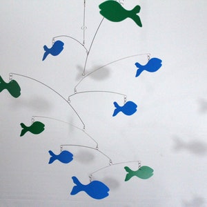 Fish Mobile in Blue and Green 27w X 21t Inches for Nursery Baby Decor ...