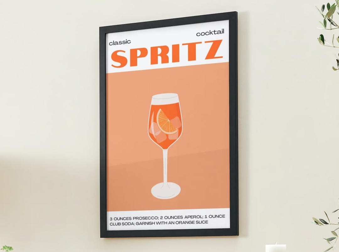 Premium Aperol Spritz Recipe Poster Digital Download Vintage Design ...