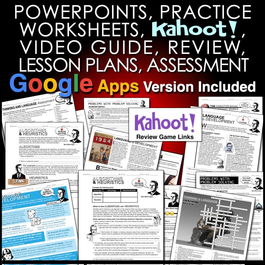 Psychology Thinking & Language Unit Ppts, Guided Notes, Worksheets ...