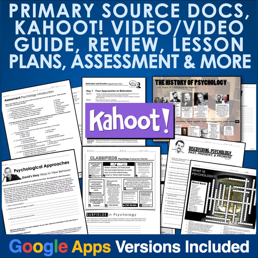 Introduction to Psychology Unit Ppts, Guided Notes, Worksheets, Kahoot ...