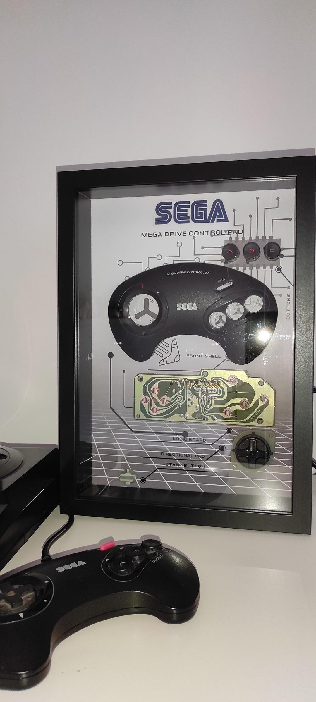 Sega Mega Drive Genesis Retro Gamepad Disassembled Wall Art Framed Gift ...