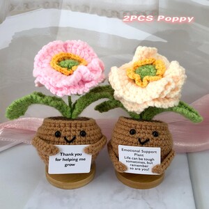 Crochet Opening Tulips/corn Poppy/lavender,crochet Flower Pot Plant,emotional Support,mental ...