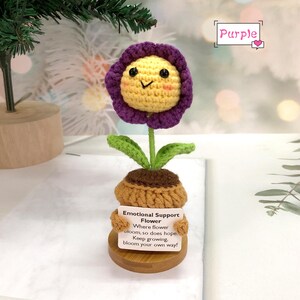 Cute Crochet Smiling Flower Plant,emotional Support,mental Health Gifts ...