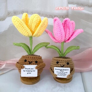 Crochet Opening Tulips/corn Poppy/lavender,crochet Flower Pot Plant,emotional Support,mental ...