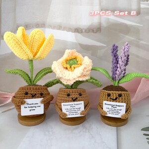 Crochet Opening Tulips/corn Poppy/lavender,crochet Flower Pot Plant,emotional Support,mental ...