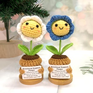 Cute Crochet Smiling Flower Plant,emotional Support,mental Health Gifts ...