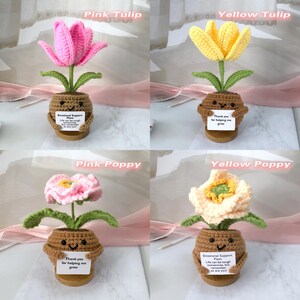 Crochet Opening Tulips/corn Poppy/lavender,crochet Flower Pot Plant,emotional Support,mental ...