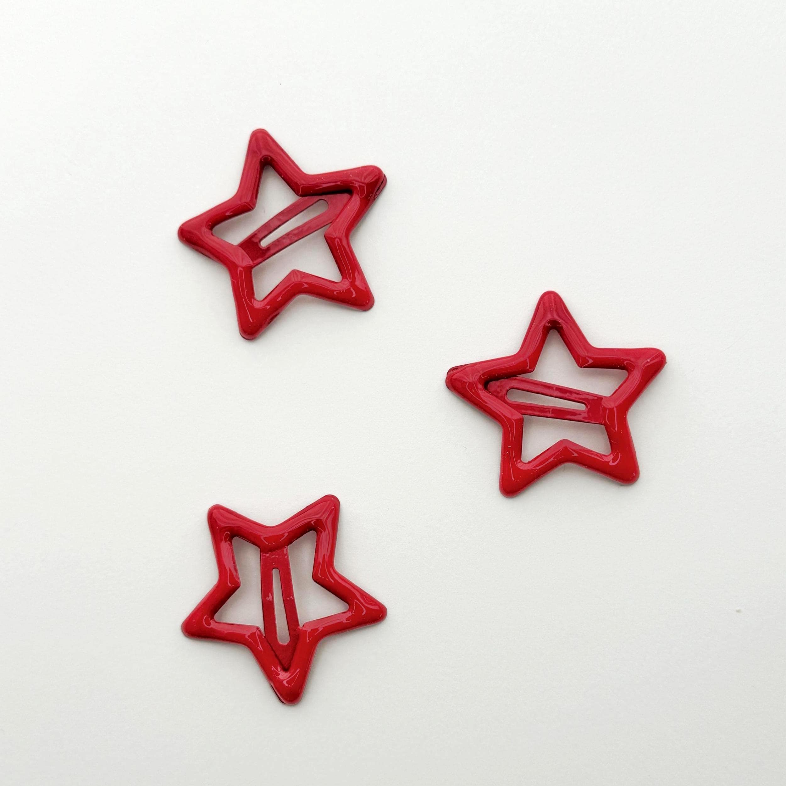 Y2K Glossy Red Hair Clips Set - 15 Pieces of 5 Different Shapes Hair ...