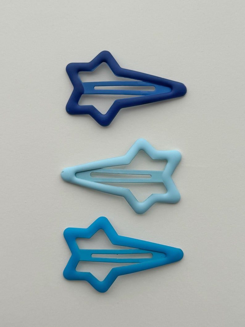 Y2K Matte Blue Hair Clip Set- 15 Pieces of Five Different Shapes Hair ...