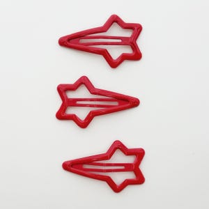 Y2K Glossy Red Hair Clips Set - 15 Pieces of 5 Different Shapes Hair ...