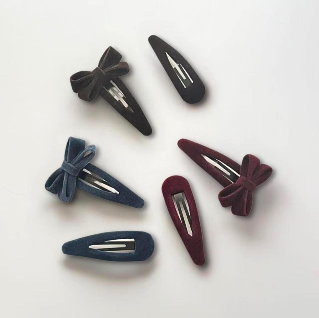 Velvet Bow Snap Hair Clip Set - Elegant Hair Accessories - Etsy