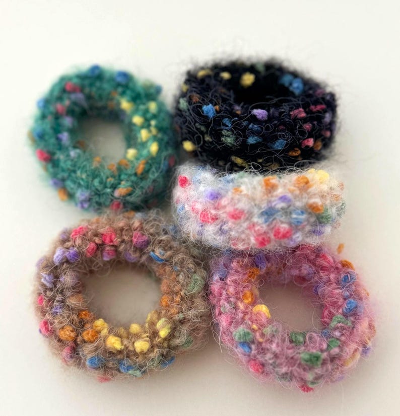 Chunky Fluffy Hair Tie Set - 5-pack Cozy Hair Scrunchies - Etsy
