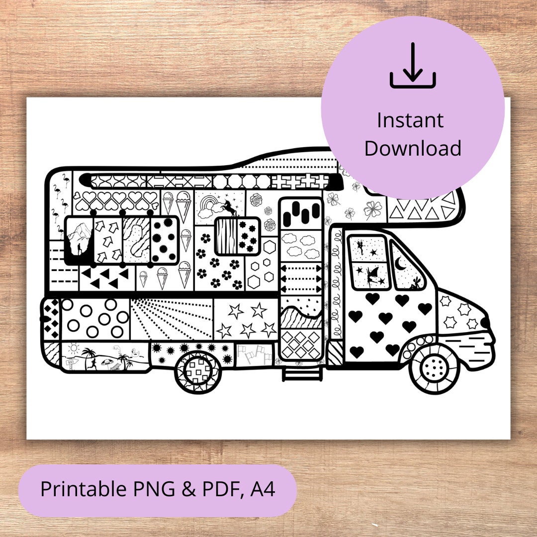 Saving Challenge / Coloring Page Camper Version 1 [mobile Home, Van ...