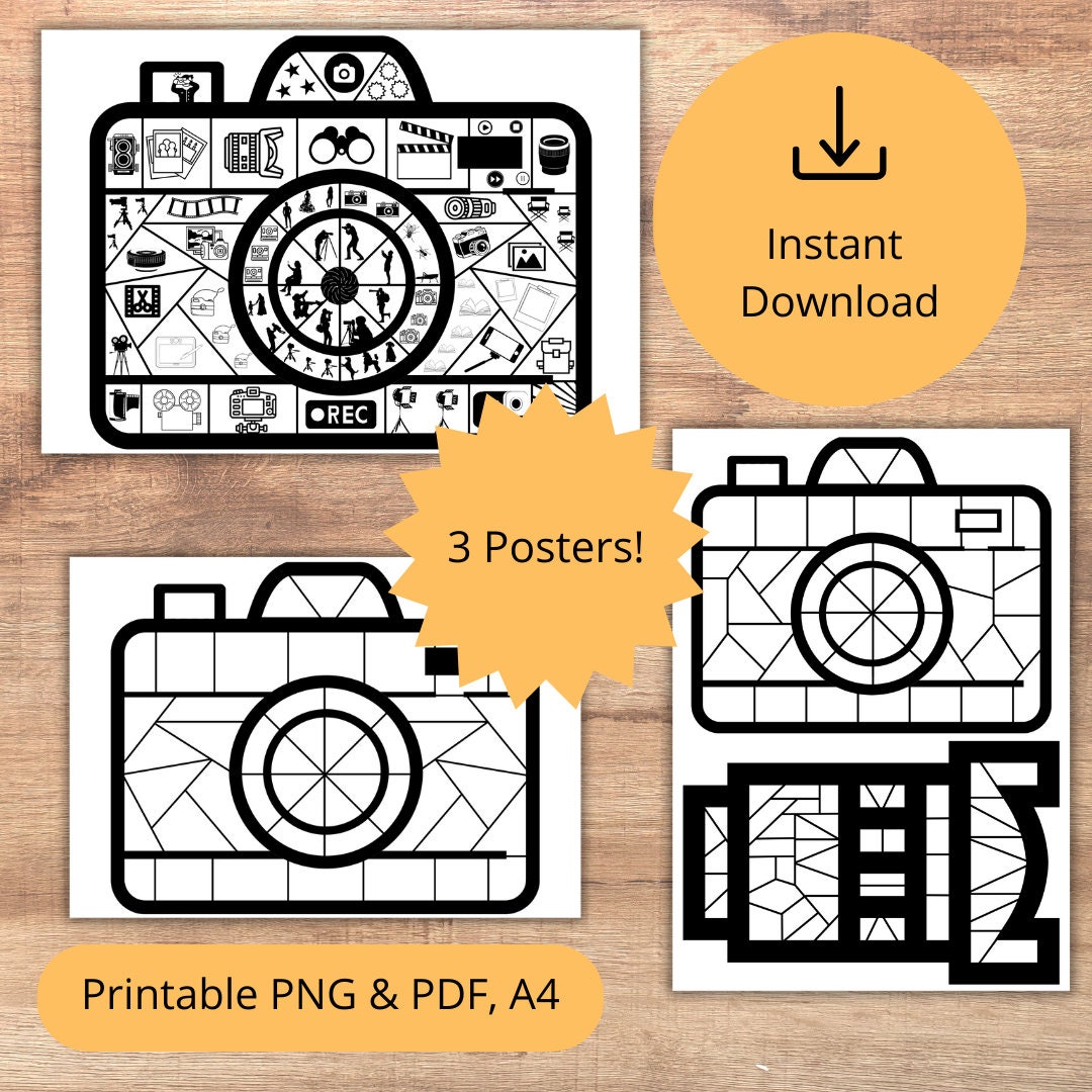 Saving Challenge / Tracker / Coloring Page Camera & Lens all Ages ...