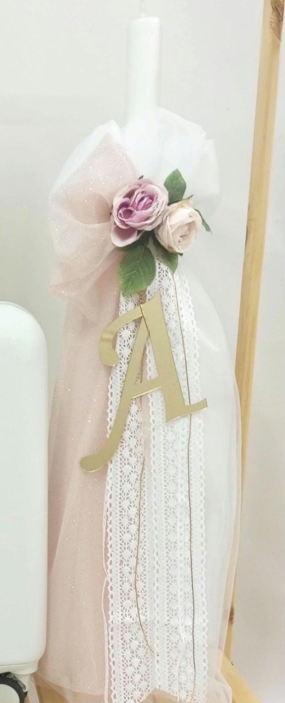 Greek Baptism Set Floral Candle Towel Keepsake Bag Baby Girl ...