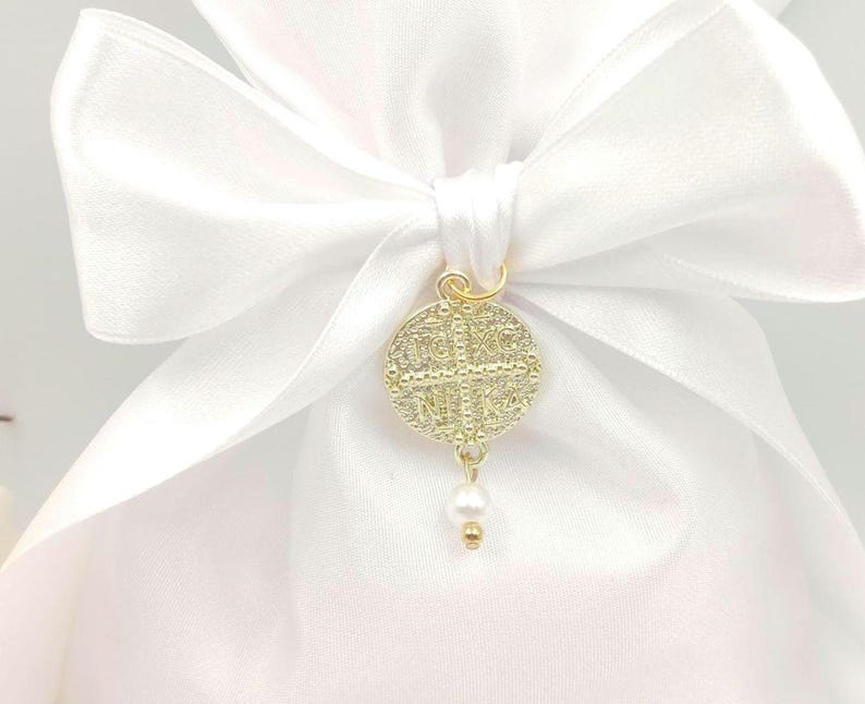 Greek Orthodox Bombonieres, White Satin Communion Favors With Cross ...