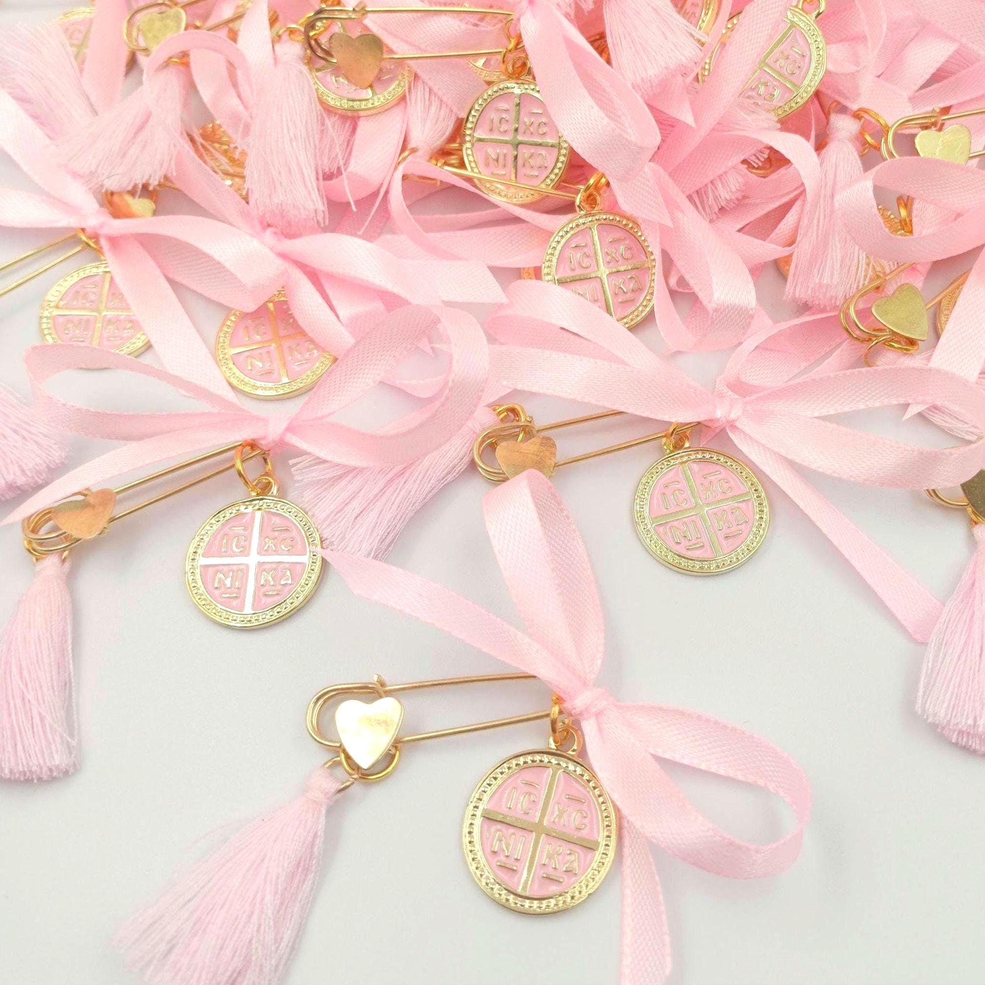Greek Baptism Pins for Girl, Martyrika Witness Pins, Pink Cross Baptism ...