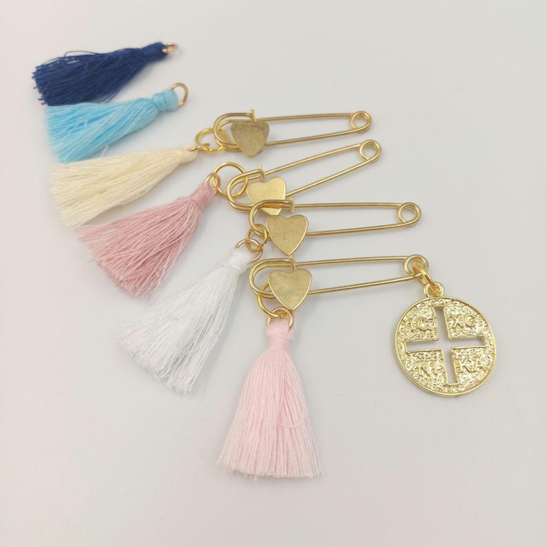 10 Pcs, Martyrika Safe Pins Baptism,greek Orthodox Byzantine Cross ICXCNIKA Christening ...