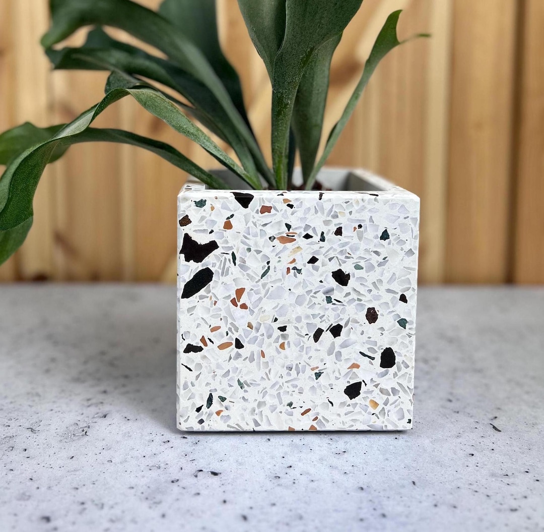 Terrazzo Flower Pot, Handmade Concrete Flower Pot, Flower Pot Planter ...