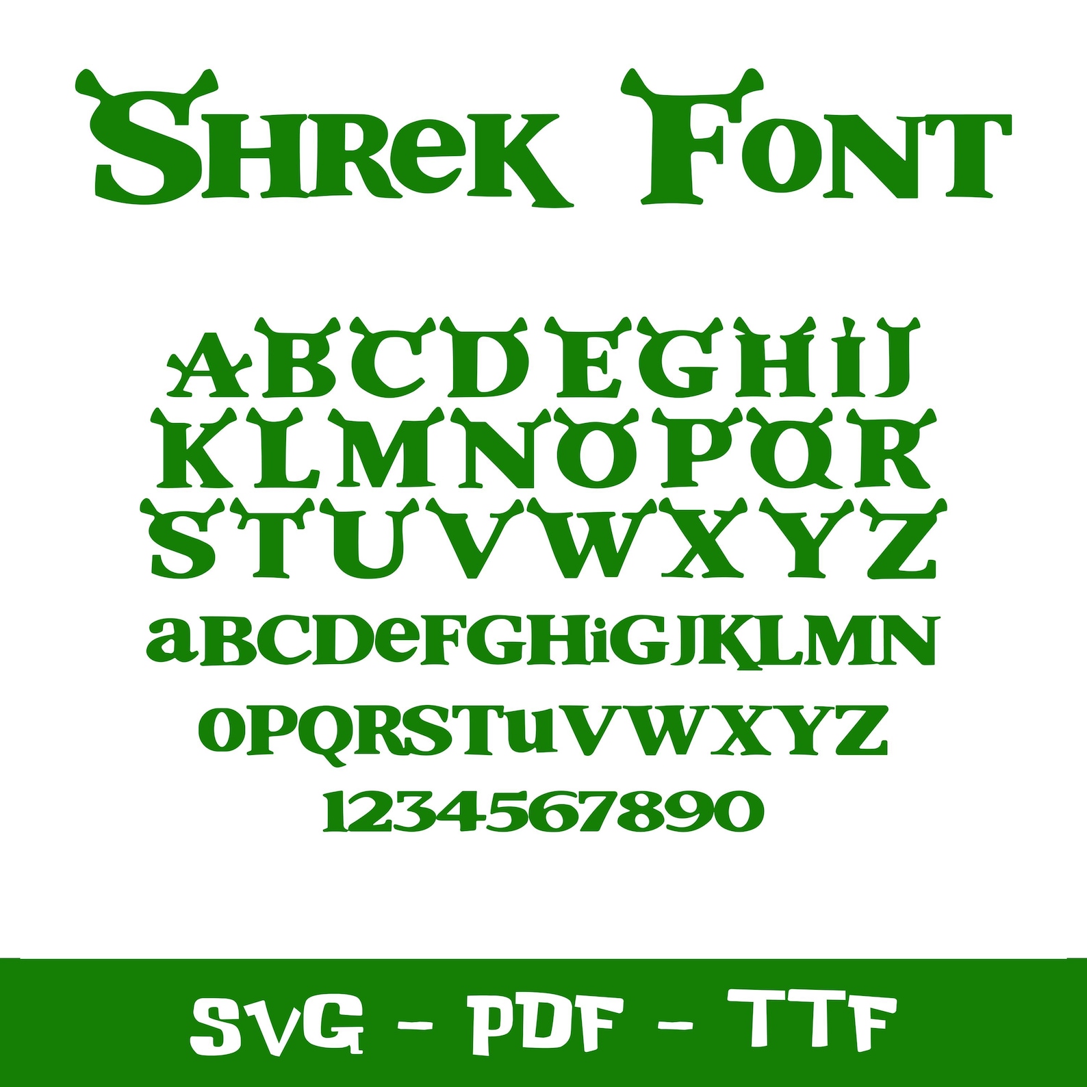 Cartoon Shrek Font Shrek Clipart Font SVG Clipart for Cricut Shrek ...