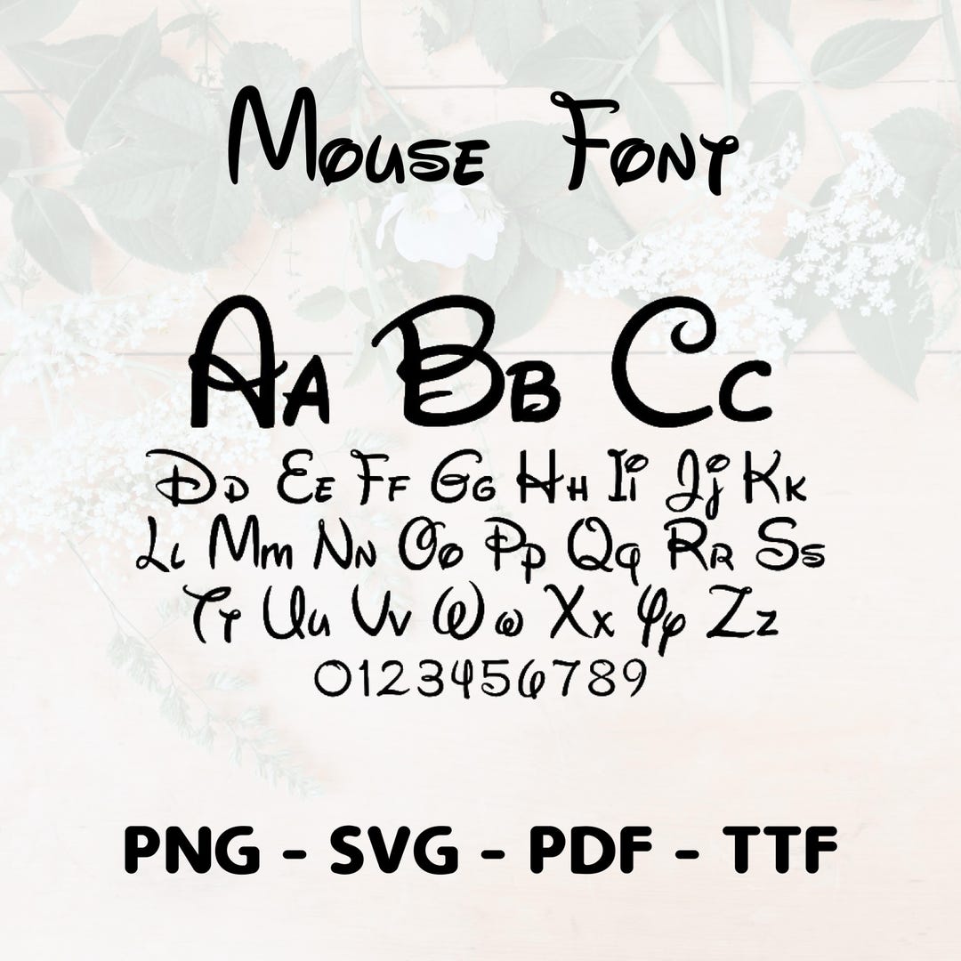 Mouse Alphabet SVG TTF, Mouse Font SVG, Cursive Font Svg, Script Font ...