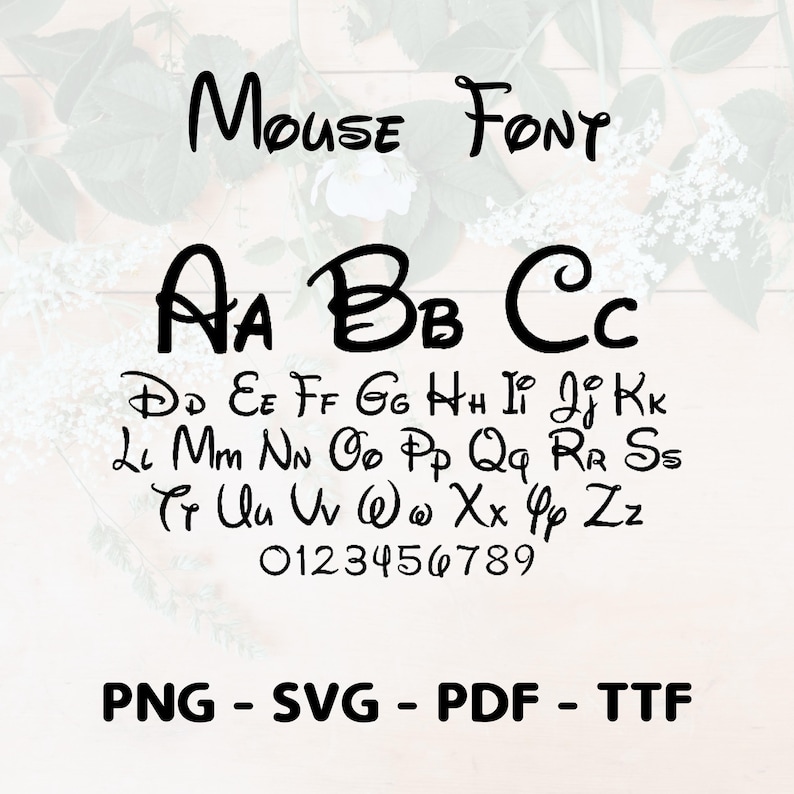 Mouse Font SVG: Cursive Handwritten Alphabet (digital Download) - Etsy