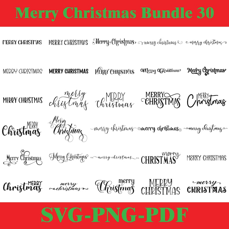 Merry Christmas SVG Bundle: Holiday Cut Files (digital Download) - Etsy
