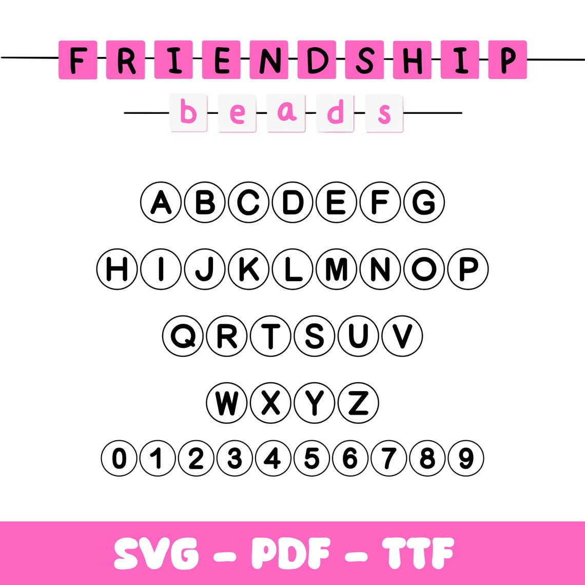 Friendship Bead Bracelet Font SVG PNG JPEG Pdf Alphabet Bead Letter ...