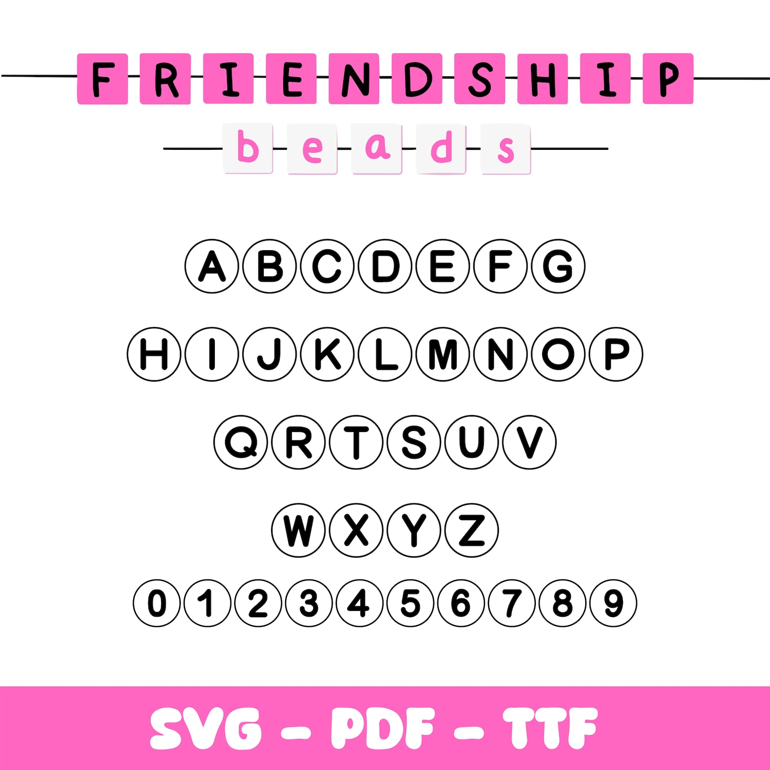 Friendship Bead Bracelet Font SVG PNG JPEG Pdf Alphabet Bead Letter ...