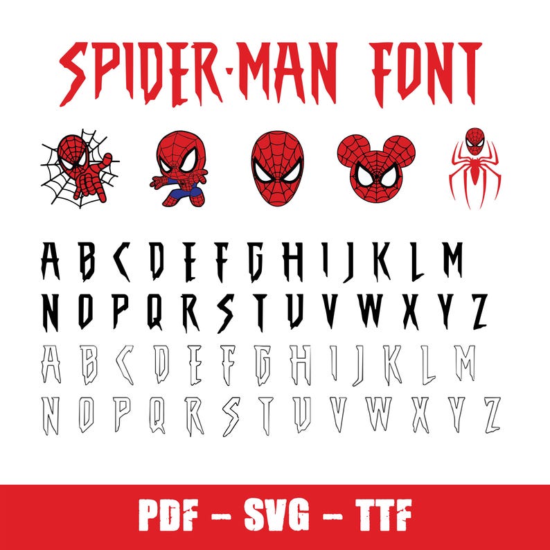 Spider Bundle, Superhero Letters Svg Cricut, Spider Svg Superhero Font ...