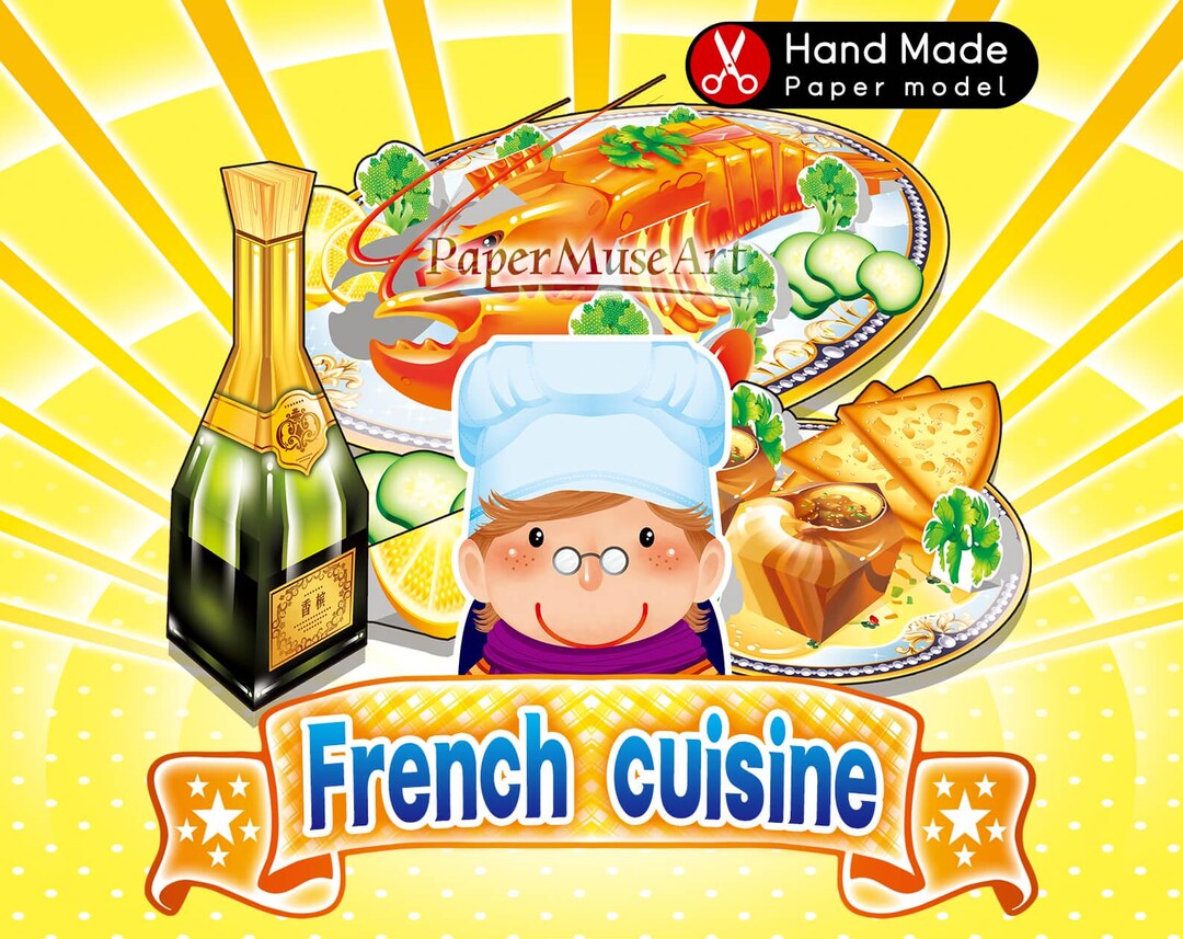 French Cuisine Paper Model, Food Models, Lobster, Escargot, Steak, DIY ...