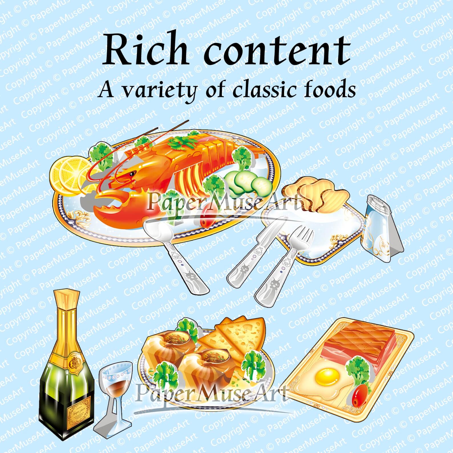French Cuisine Paper Model, Food Models, Lobster, Escargot, Steak, DIY ...