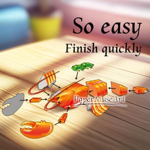 French Cuisine Paper Model, Food Models, Lobster, Escargot, Steak, DIY ...