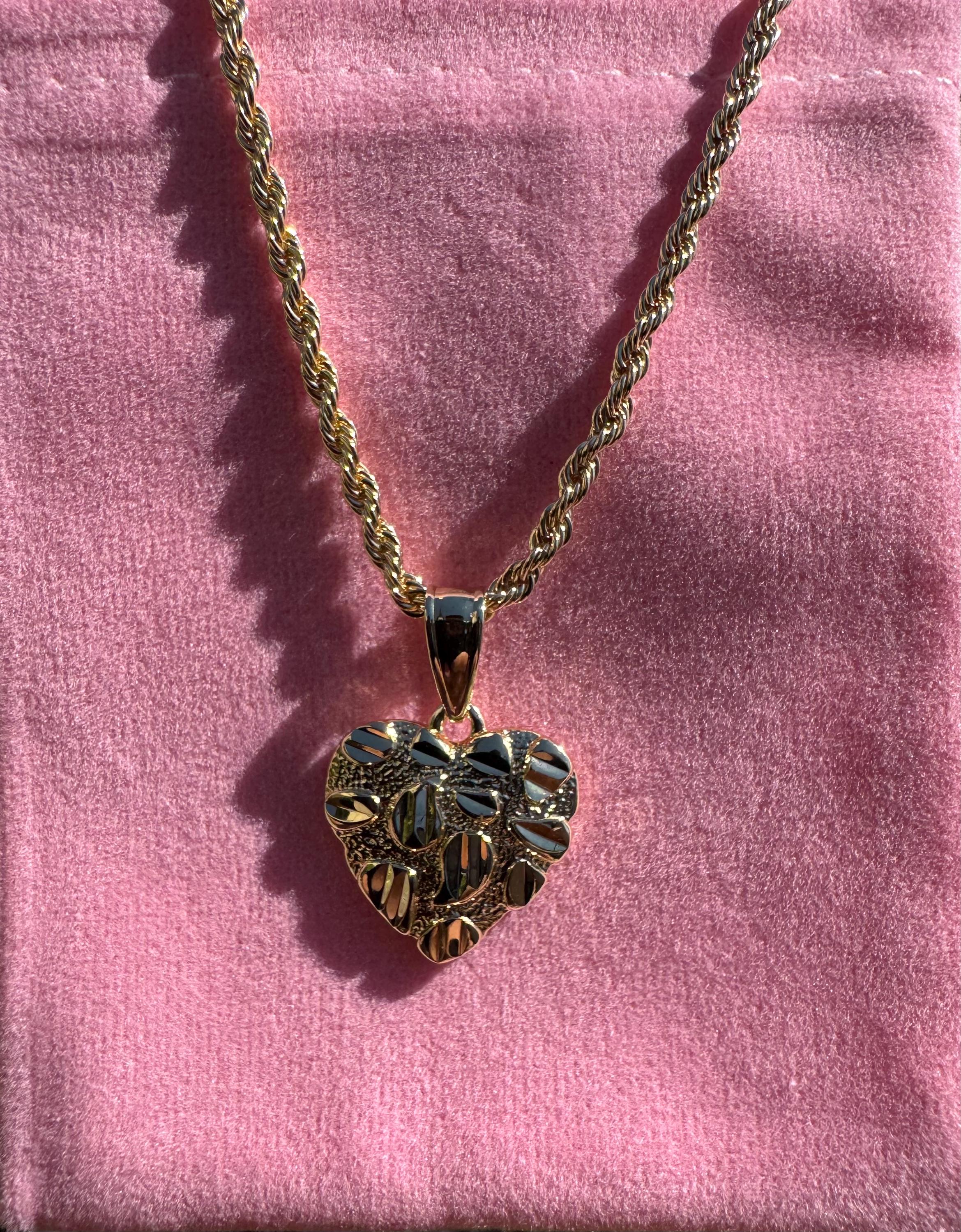 18k Gold Filled Heart Nugget Pendant Necklace - Etsy