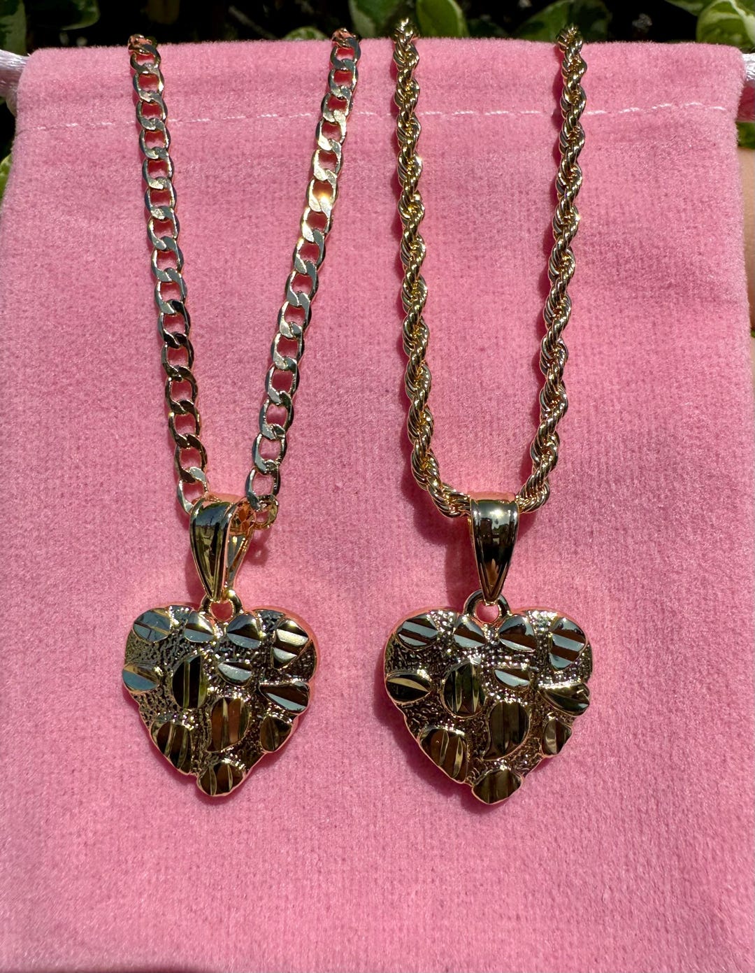 18k Gold Filled Heart Nugget Pendant Necklace - Etsy