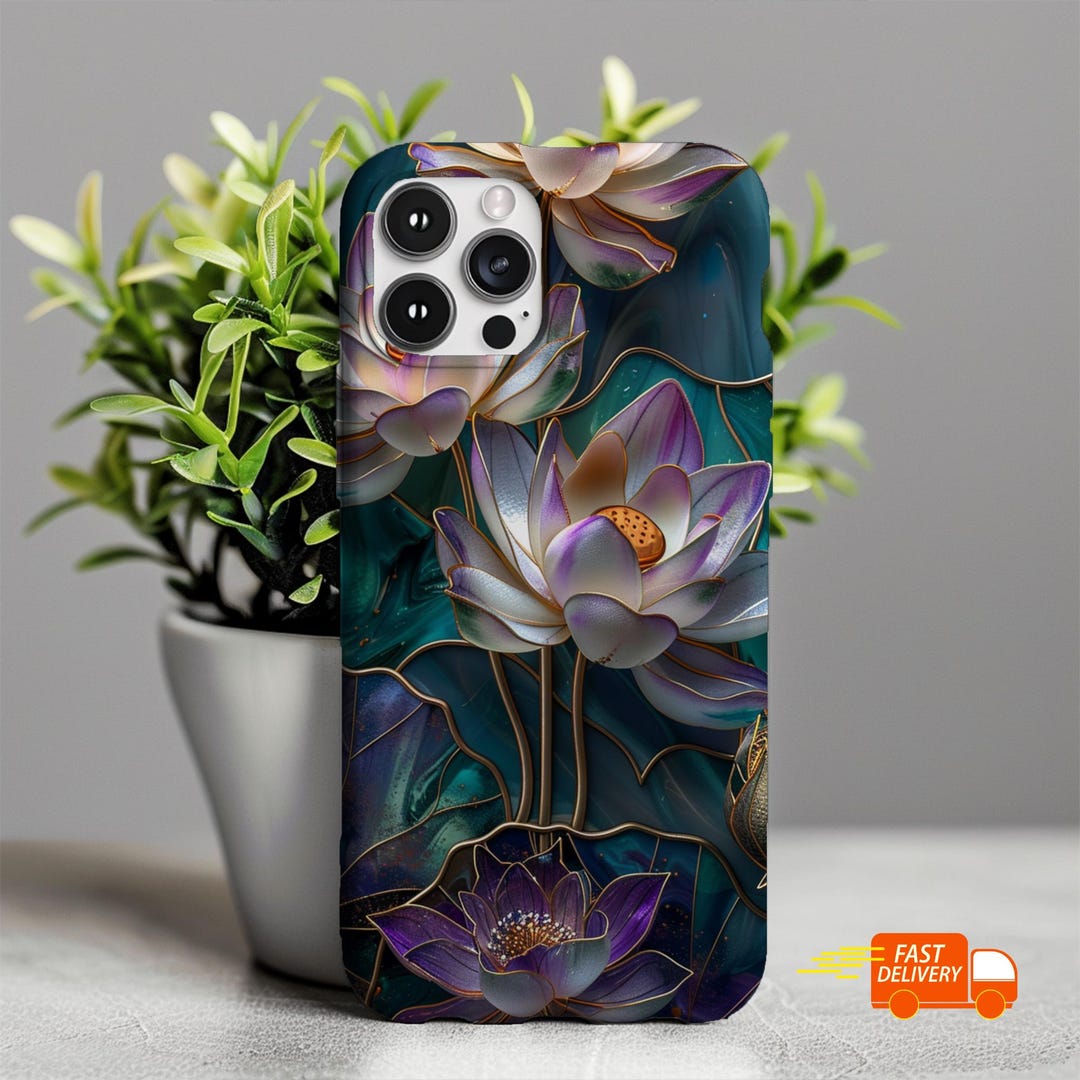 Stained Glass Phone Case - Lotus Flower Design L Tough Phone Case for ...