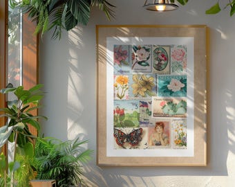 Vintage Stamp Collage Digital Wall Art/poster - Etsy