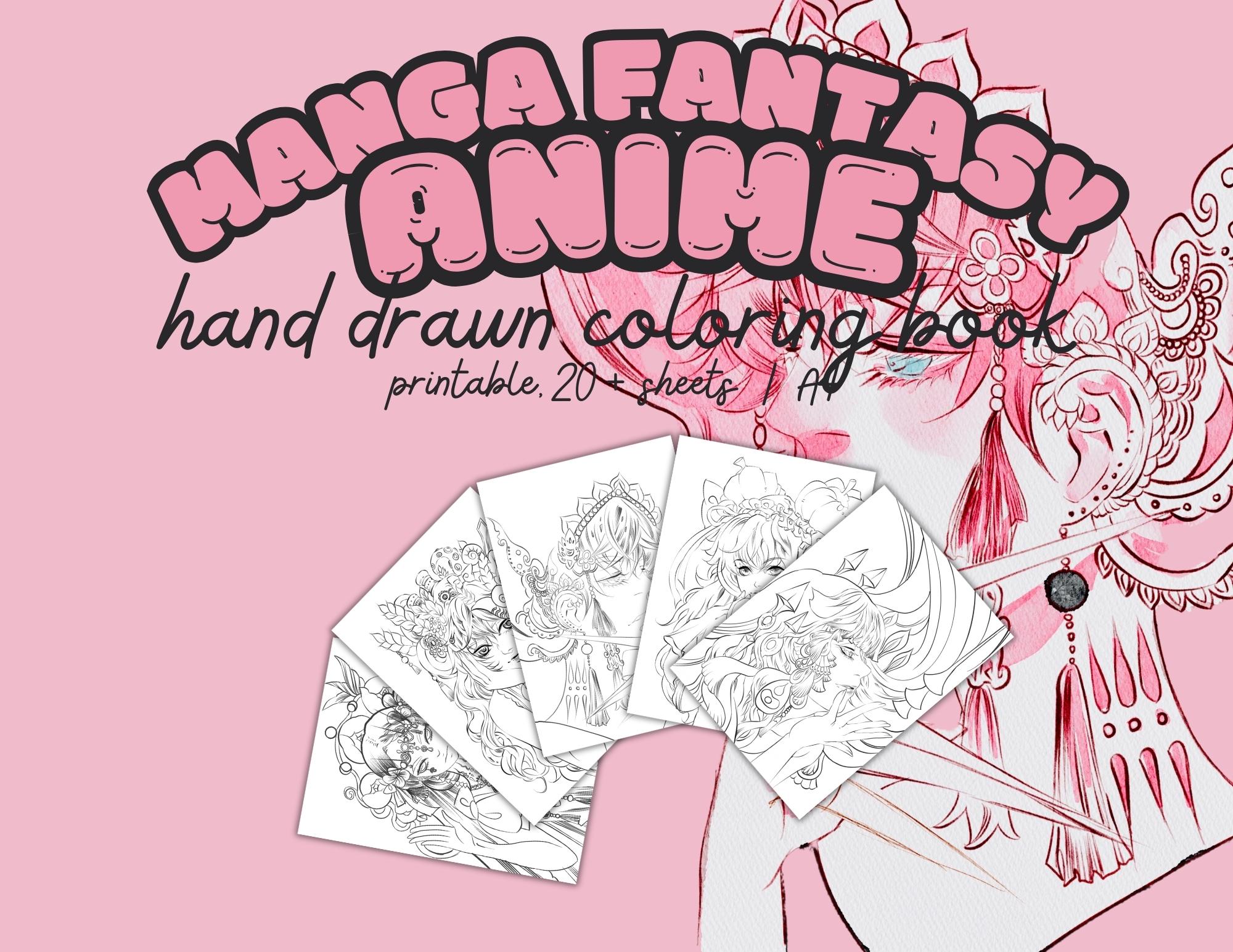 Manga Anime Coloring Book: Hand-drawn Fantasy Art (A4 Printable PDF) - Etsy