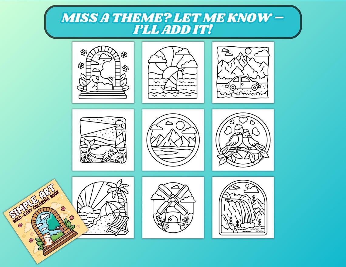 Ultimate Cute Bold & Easy Coloring Book Bundle | 8000+ Fun Printable ...