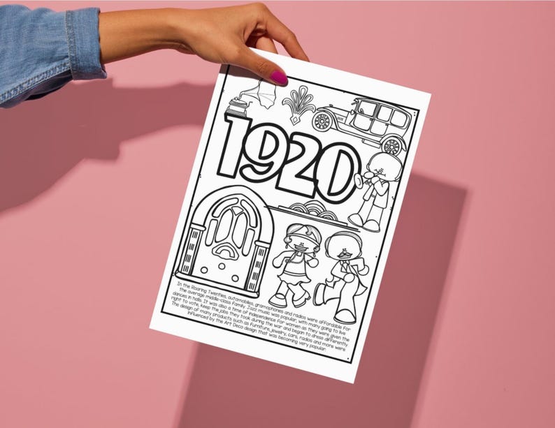 American History 20th Century Coloring Book | Educational Printable ...