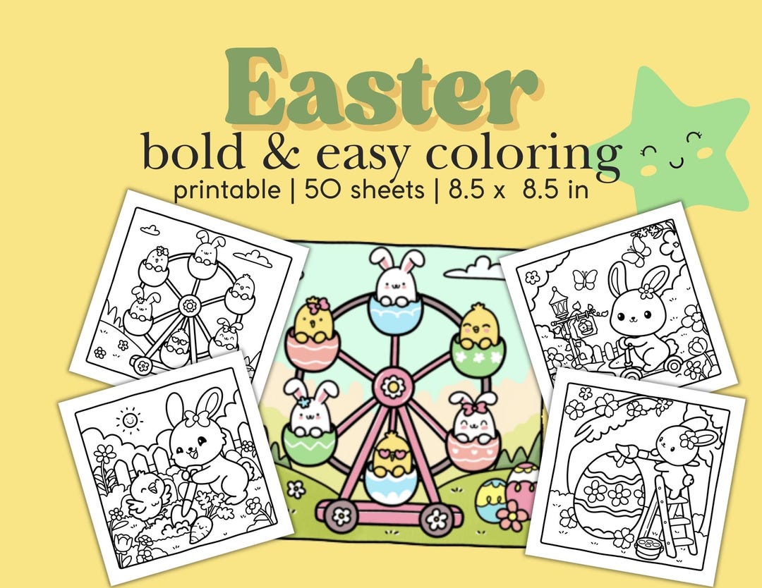 Bold and Easy Spring Easter Coloring Pages | Hand-drawn Printable Kids ...